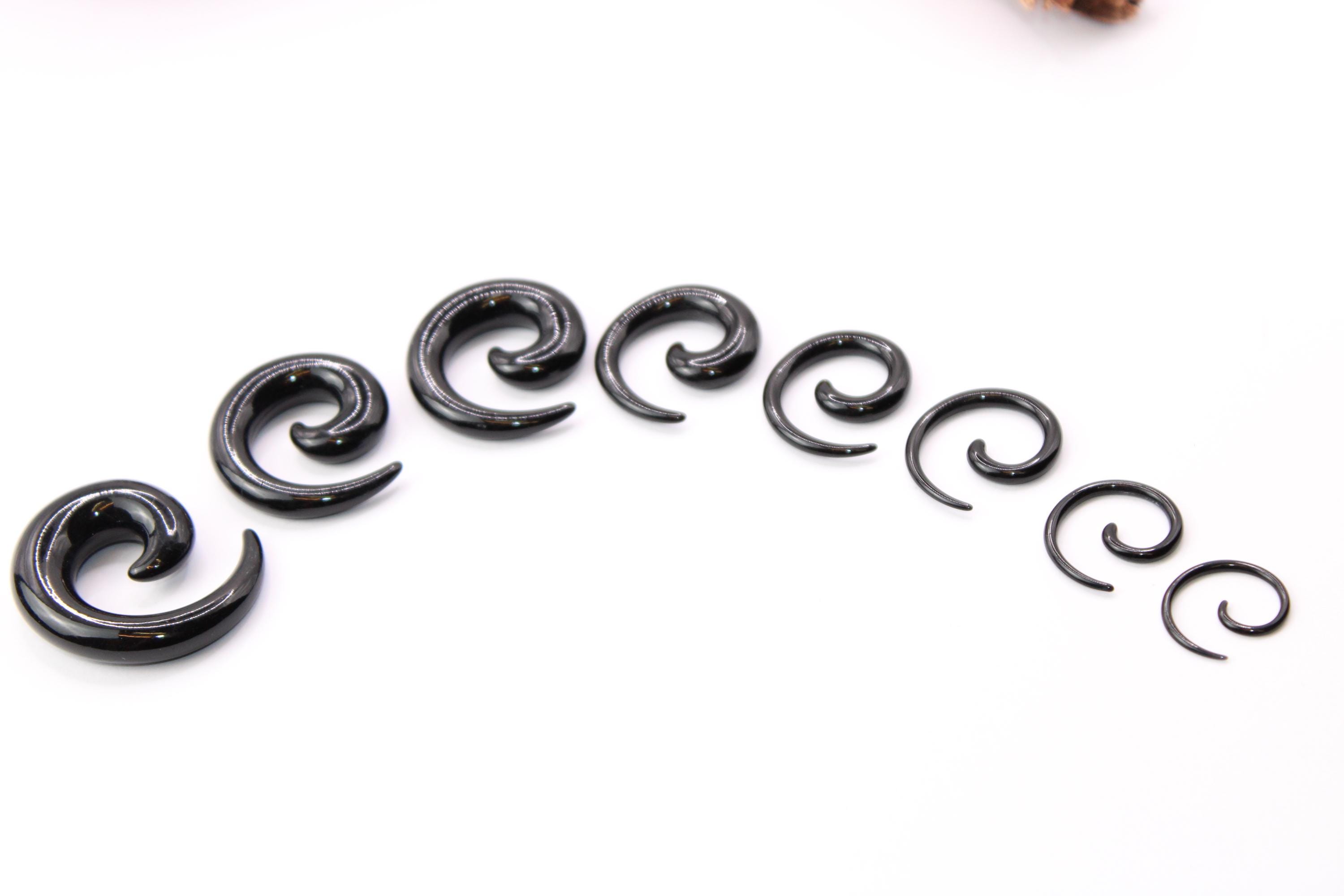 Acrylic Spiral Taper Earrings – Black Gauged Ear Jewelry Set - Etsy