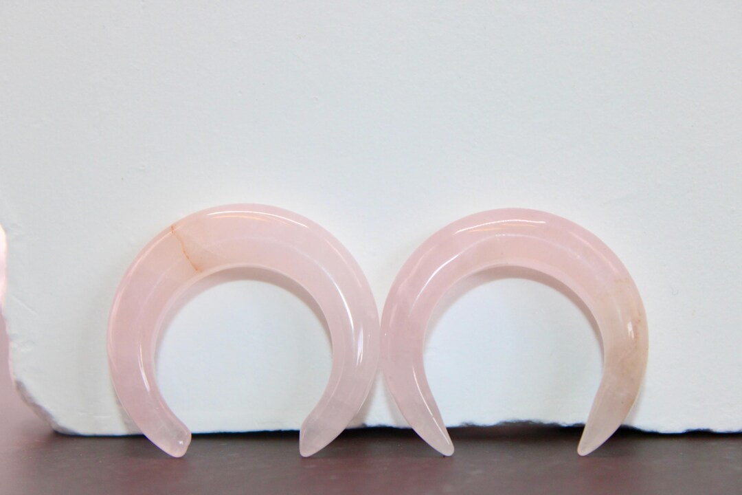 Polished Rose Quartz Pinchers – Gauges Pink - Etsy