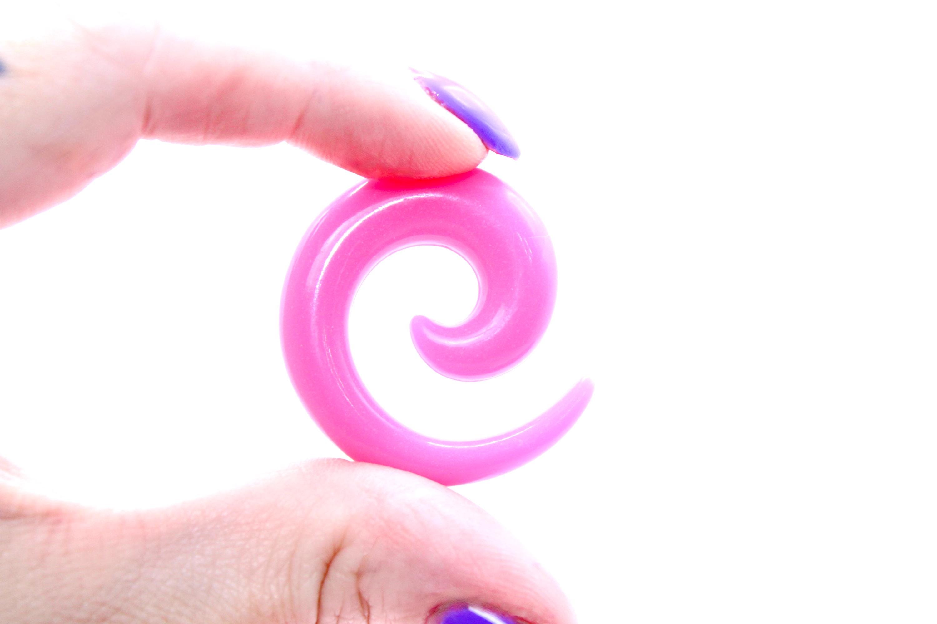 Pink Acrylic Spiral Taper Earrings – Gauged Ear Jewelry Set - Etsy