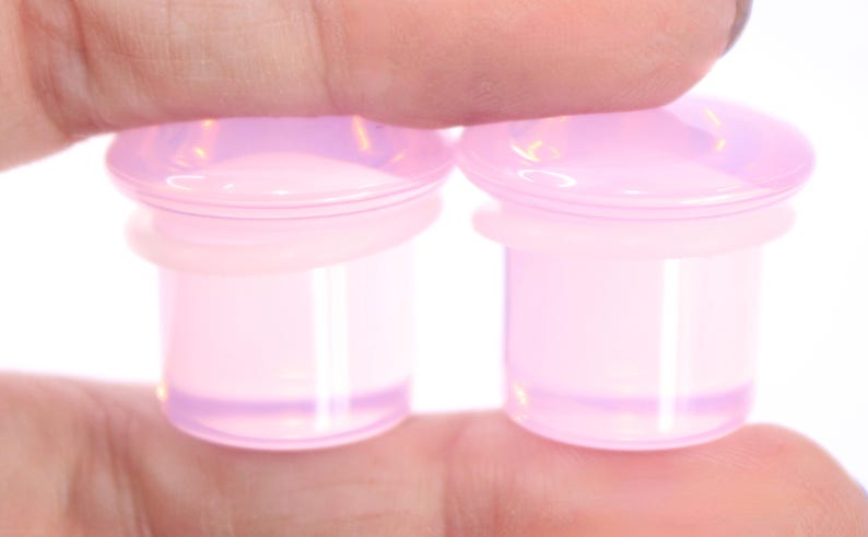 Pink Opalite Plugs – Single Flare Crystal Gauges With O-rings (pair ...