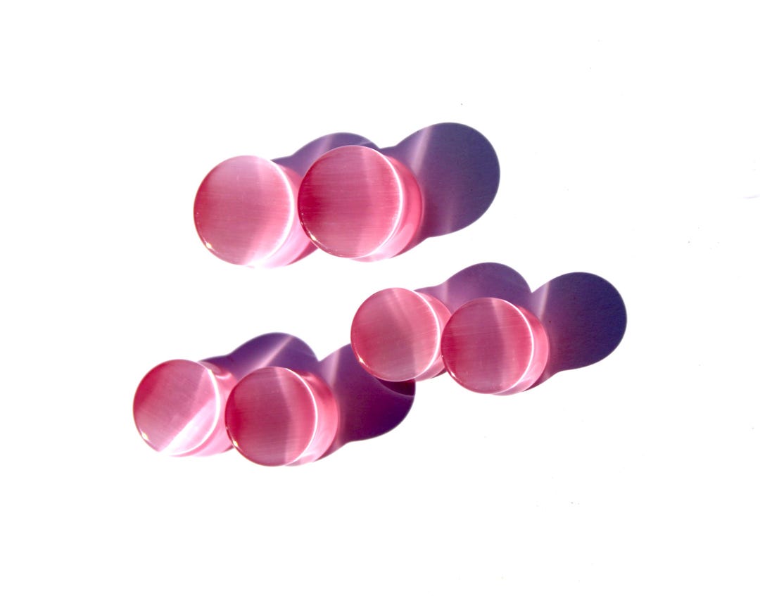 Pink Cat's Eye Glass Plugs Double Flare Pair 3mm-25mm (half Sizes ...