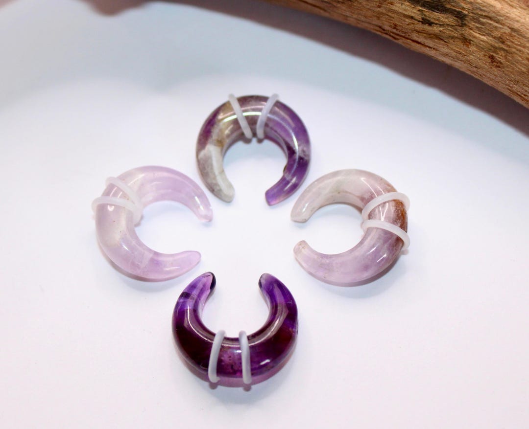 Amethyst Pinchers Polished Purple Stone Gauges - Organic Septum Gauge ...