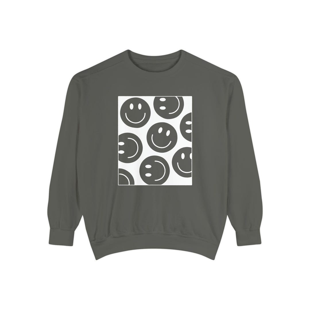 Smiley Faces Cute Fun Sweatshirt - Casual, Unisex Crewneck Jumper ...
