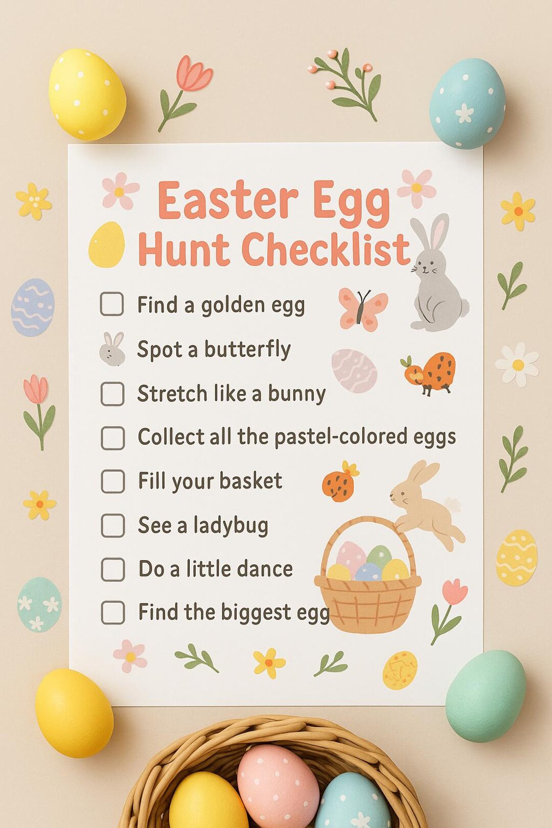 Printable Easter Wall Art, Gift Tags and Egg Hunt Checklist - Digital ...