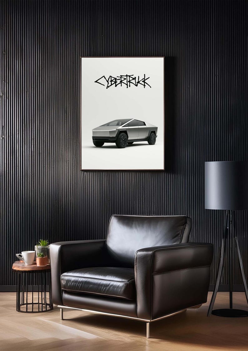 Tesla Cybertruck Poster | Framed and Digital Print | Futuristic Truck ...