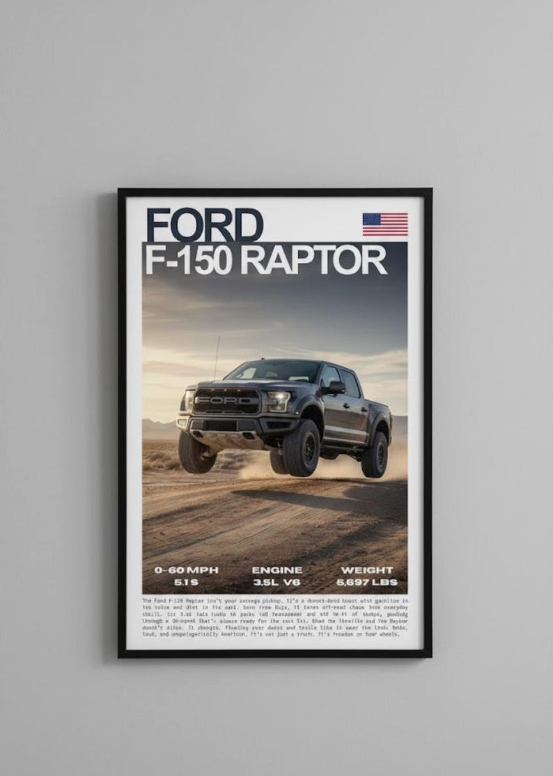 Ford F-150 Raptor Poster – American Pickup Truck Wall Art, Off-road ...