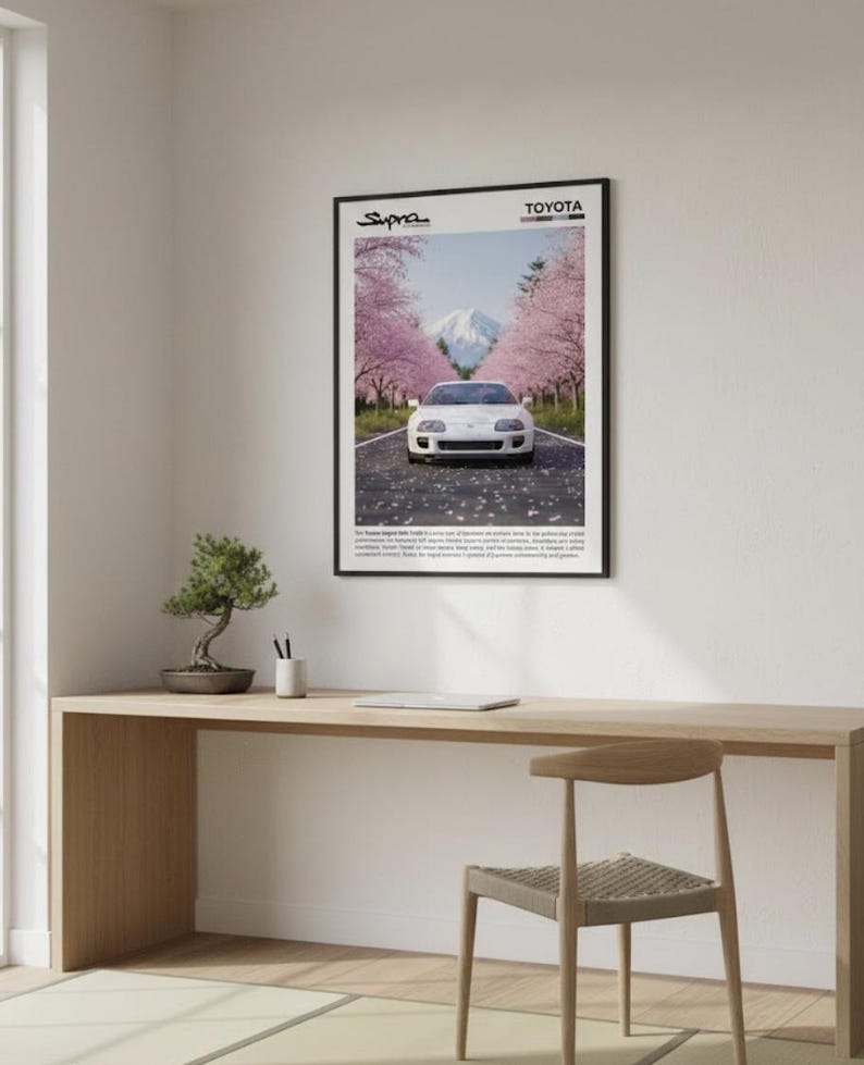 Toyota Supra MK4 A80 Poster – JDM Japanese Car Art, Sakura & Mount Fuji ...