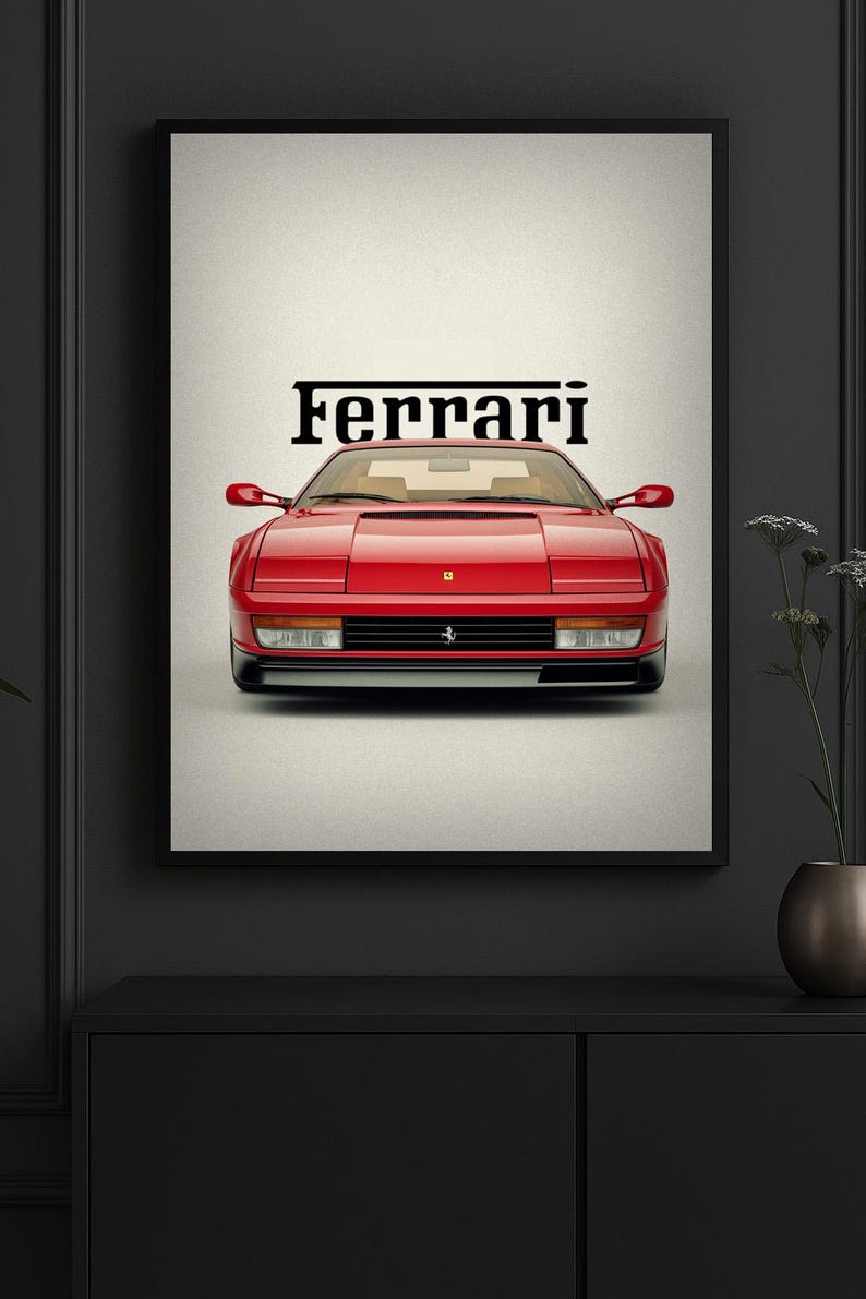 Ferrari Testarossa Poster | Classic Ferrari Wall Art | Red Ferrari ...