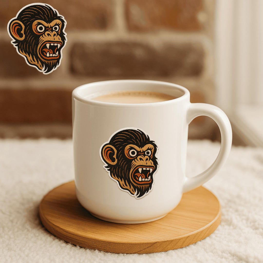 Monkey UV-DTF Sticker (embroidery Look) - Etsy