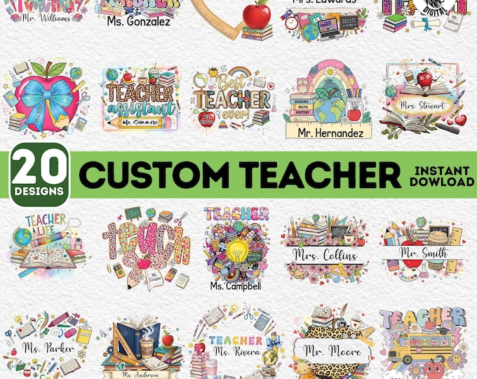 20+ Teacher Appreciation Png Bundle, Custom Teacher Png, Back to School ...