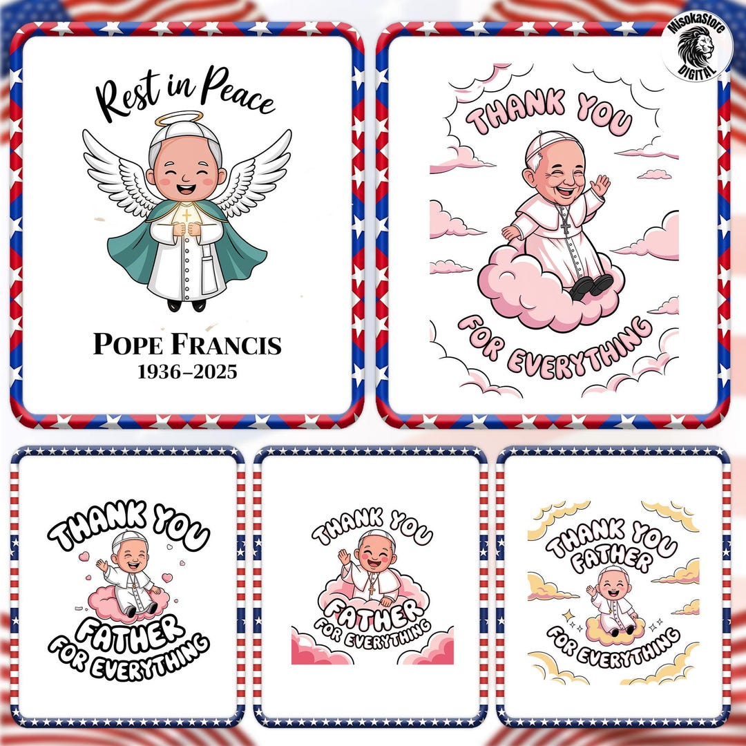 Religious PNG Bundle, Chibi Pope Francis Png, Memorial Pope Francis Png ...