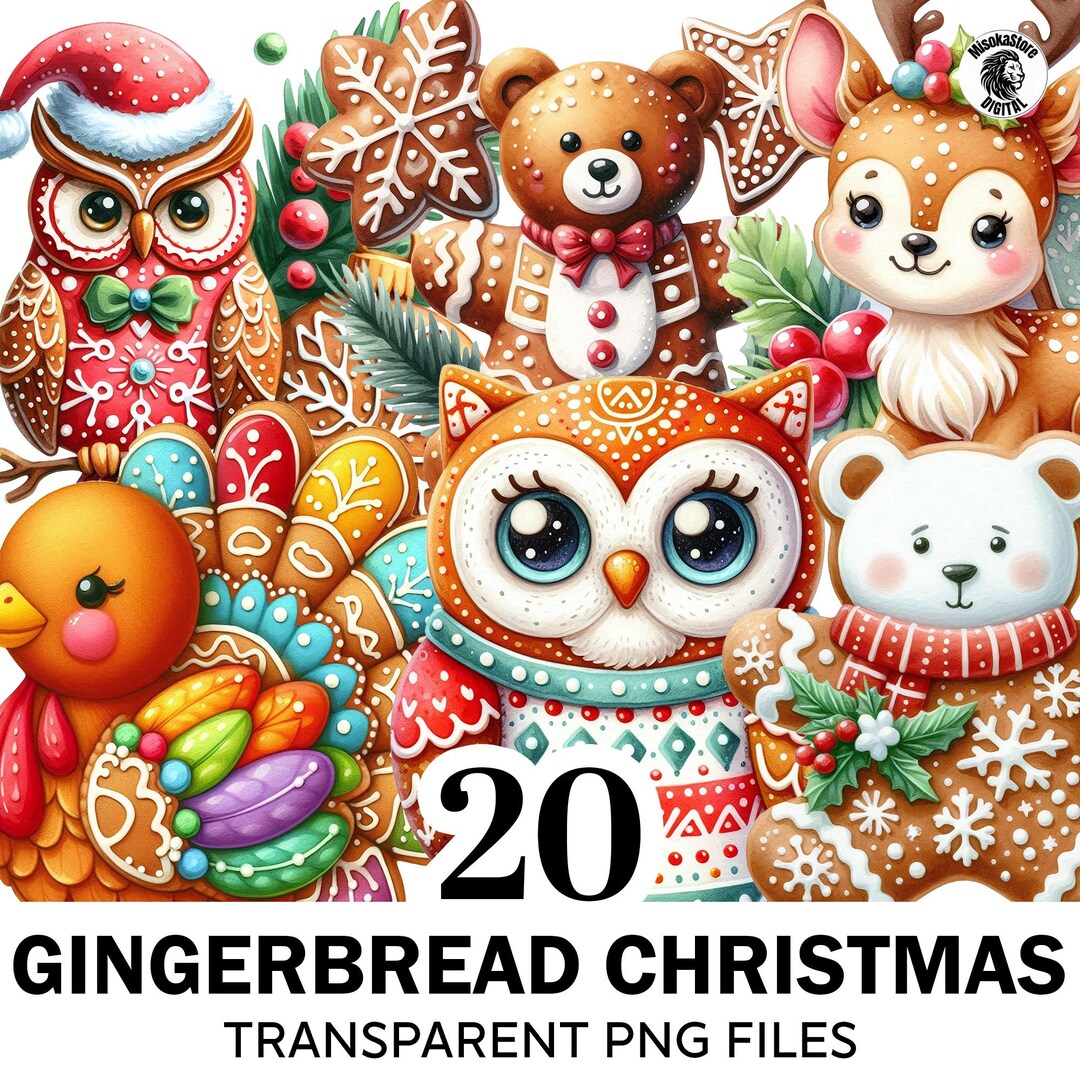 20+ Watercolor Gingerbread Animals Clipart, Gingerbread Animals ...