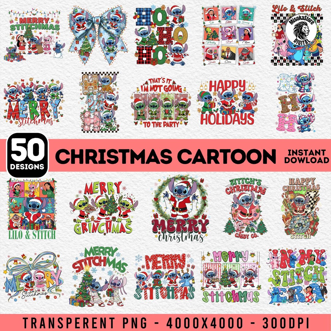 50+ Stich Christmas Png Bundle, Christmas Cartoon Png, Christmas ...