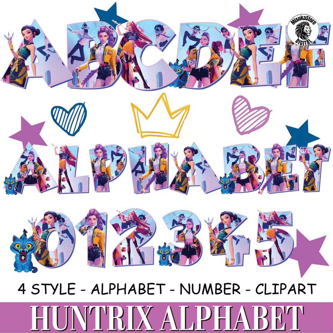 4+ Huntrix Alphabet Png Bundle, Kpop Dämonenjäger Png, Mira Rumi Zoey ...