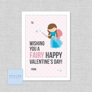 Printable FAIRY Valentine's Day Cards . Kids Classroom Valentine ...