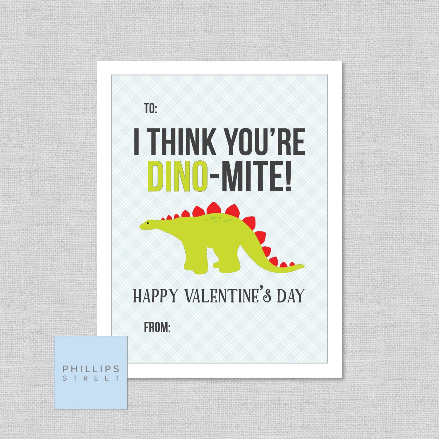 Printed DINOSAUR Valentine's Day Cards . SET of 12 . Classroom ...