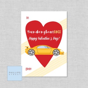 Printable RACE CAR / MOTORBIKE Valentine's Day Cards . Kids Racing ...