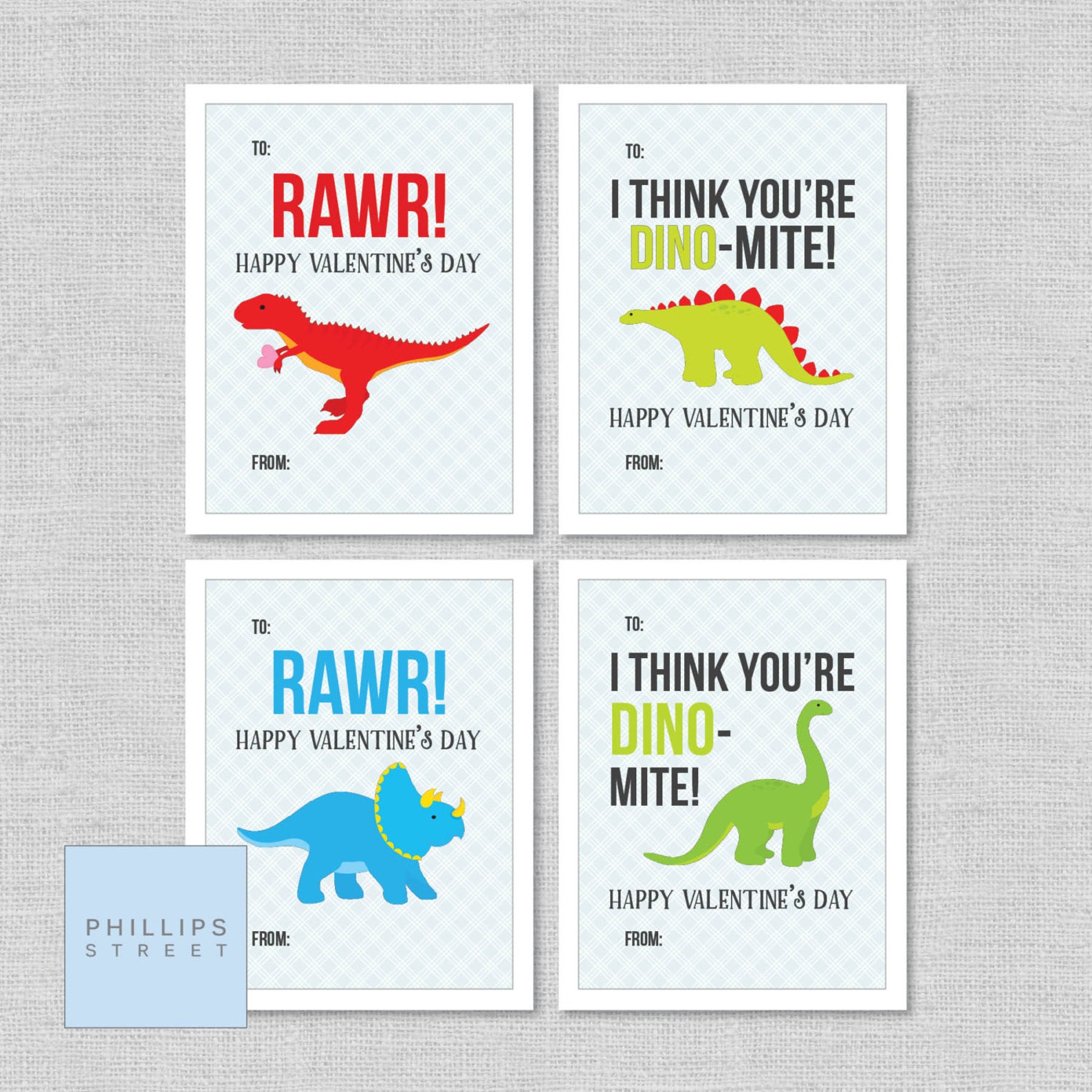Printable DINOSAUR Valentine's Day Cards . Classroom Valentines . Kids ...