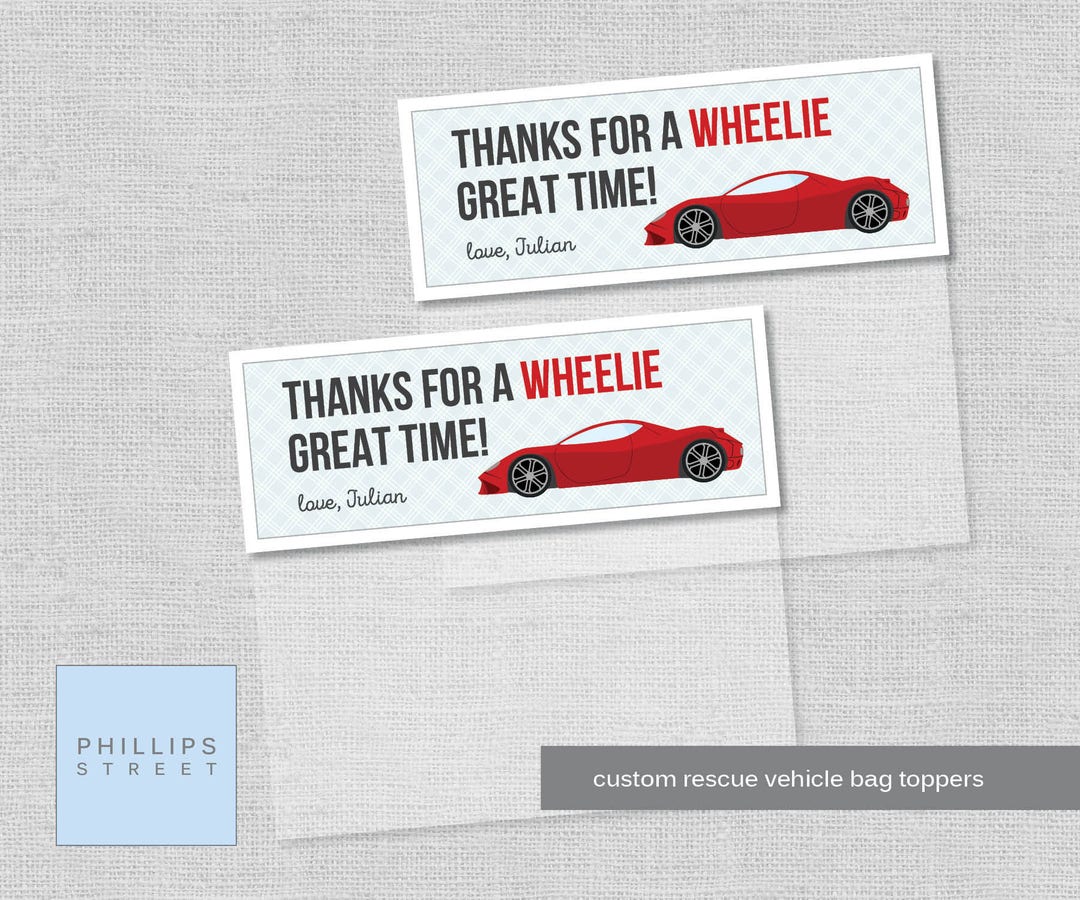 Printable Bag Toppers RACE CAR . Instant Download DIY Favor Bags, Treat ...