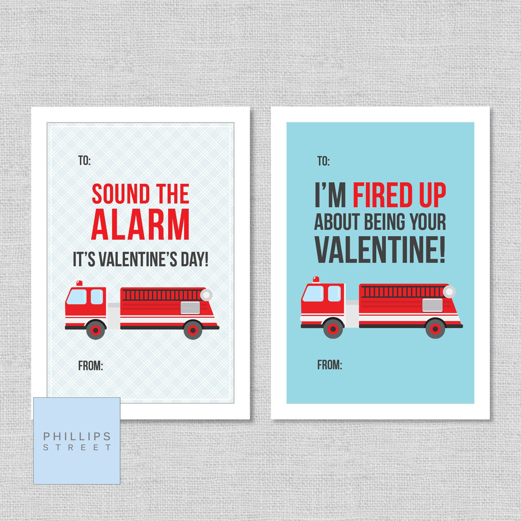 Printable Fire Truck Valentine's Day Cards . Fire Truck Classroom ...