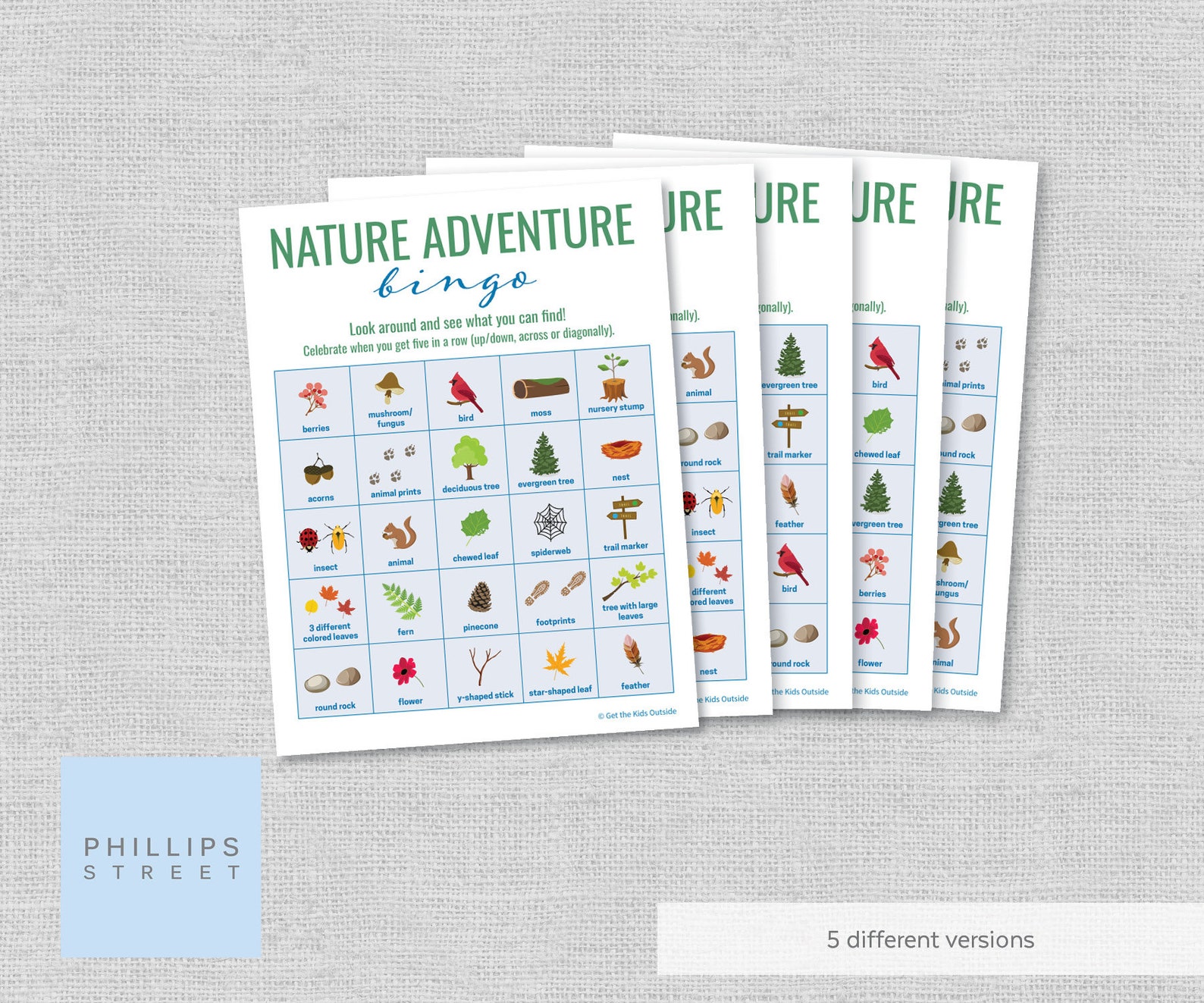 NATURE BINGO Game . Printable Kids Game . Nature Party Game . Nature ...