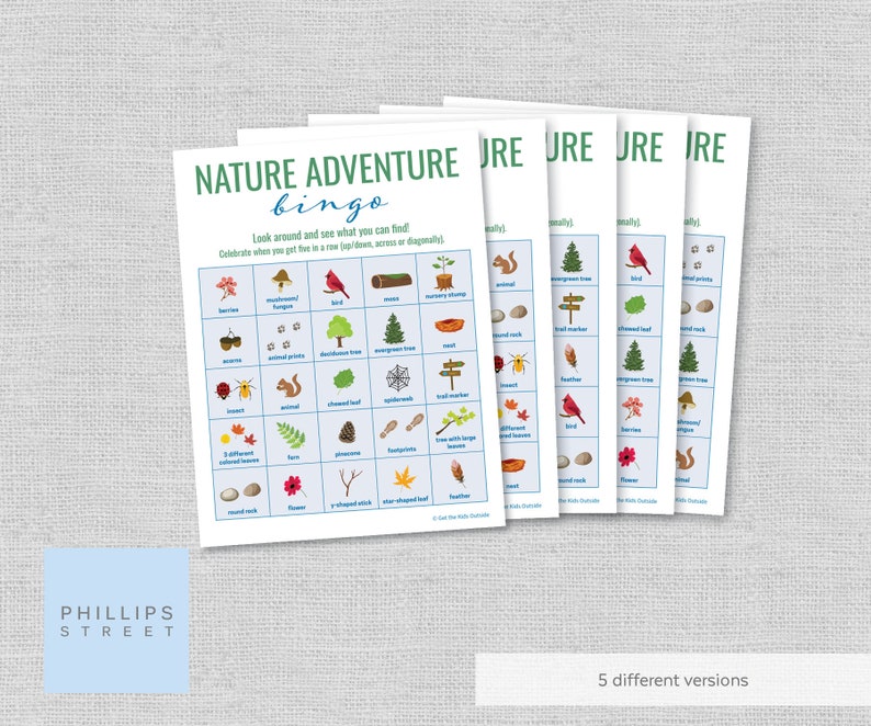 NATURE BINGO Game . Printable Kids Game . Nature Party Game . Nature ...