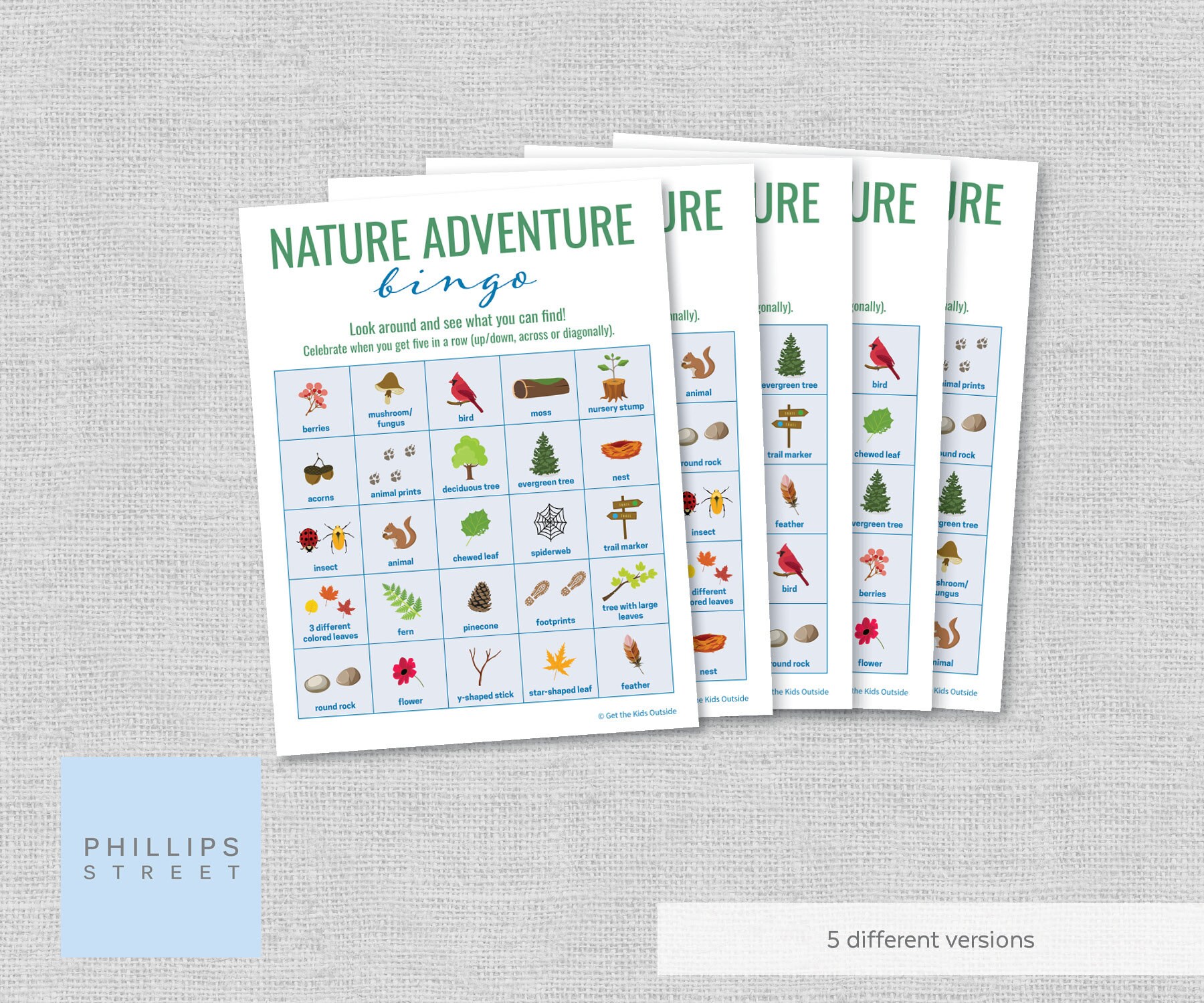 NATURE BINGO Game . Printable Kids Game . Nature Party Game . Nature ...