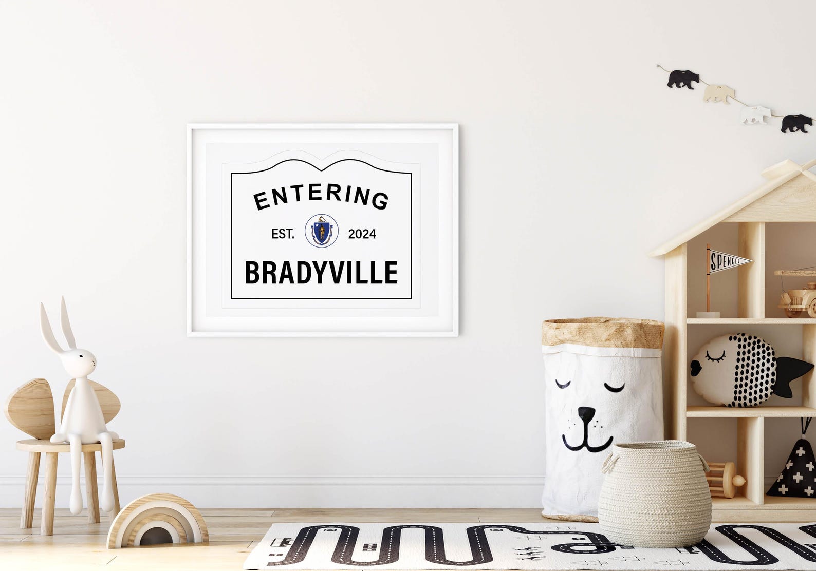 Kids Sign - Entering Massachusetts Town Sign - Personalized - Printable ...