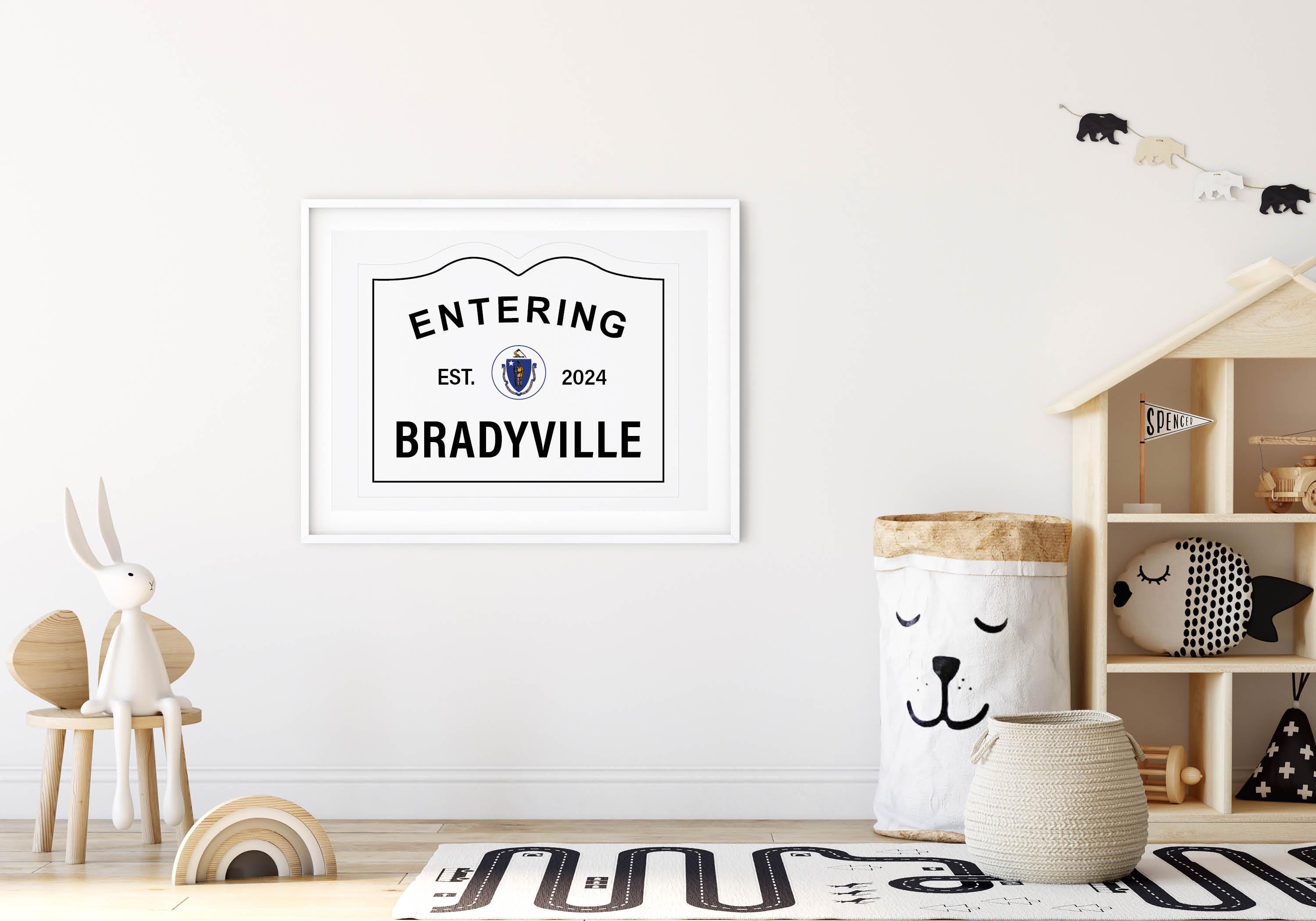 Kids Sign - Entering Massachusetts Town Sign - Personalized - Printable ...