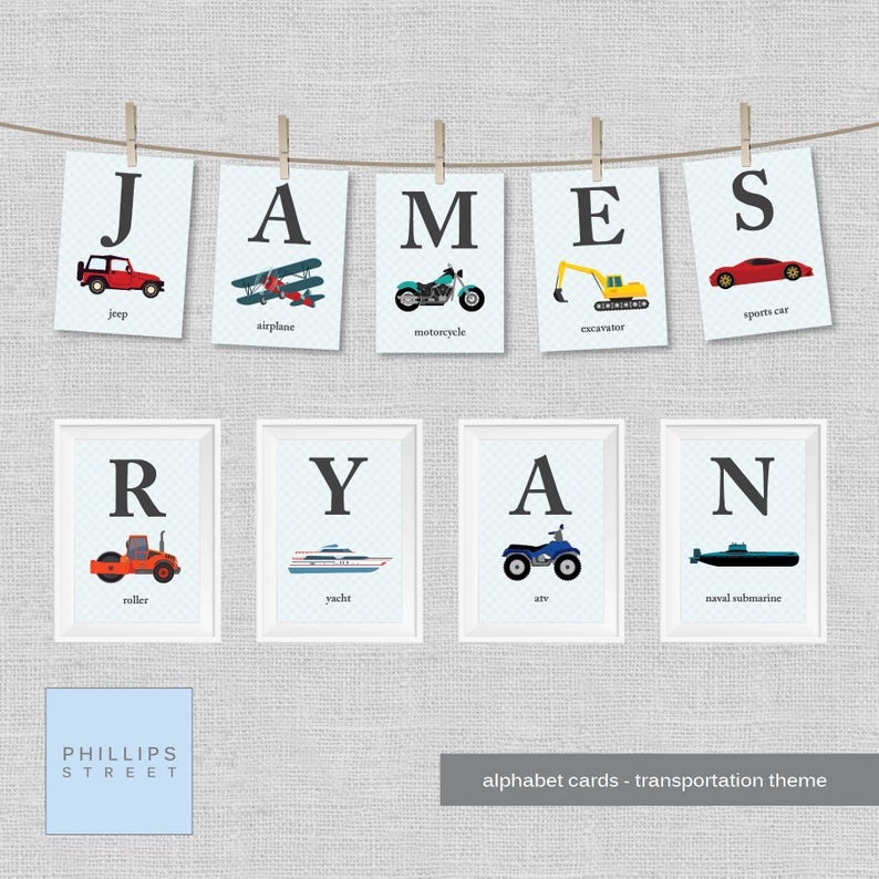 Printable Transportation Alphabet Cards . ABC Wall Art . Flash Cards ...