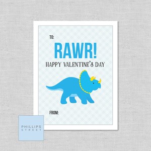 Printed DINOSAUR Valentine's Day Cards . Classroom Valentines . Kids ...