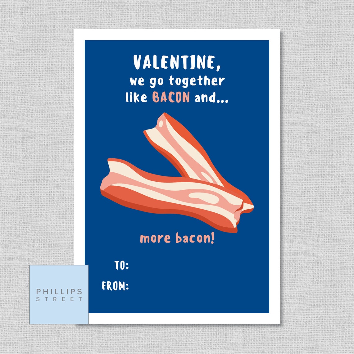 Printable BACON Valentine's Day Cards . Kids Classroom Valentines ...