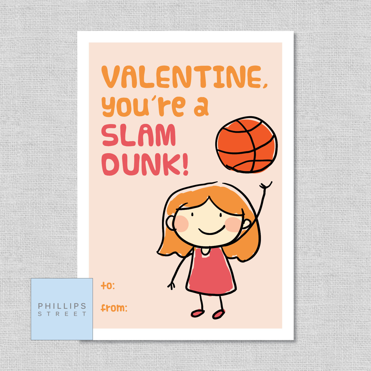 Printable BASKETBALL GIRL Valentine's Day Cards . Kids Classroom ...