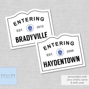 Kids Sign - Entering Massachusetts Town Sign - Personalized - Printable ...
