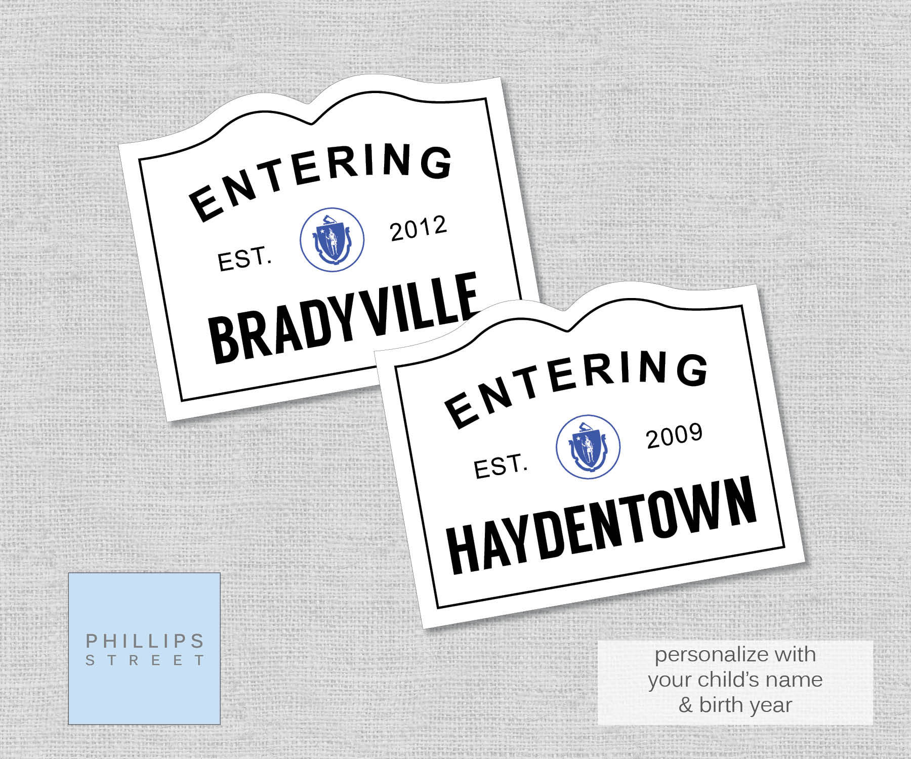 Kids Sign - Entering Massachusetts Town Sign - Personalized - Printable ...