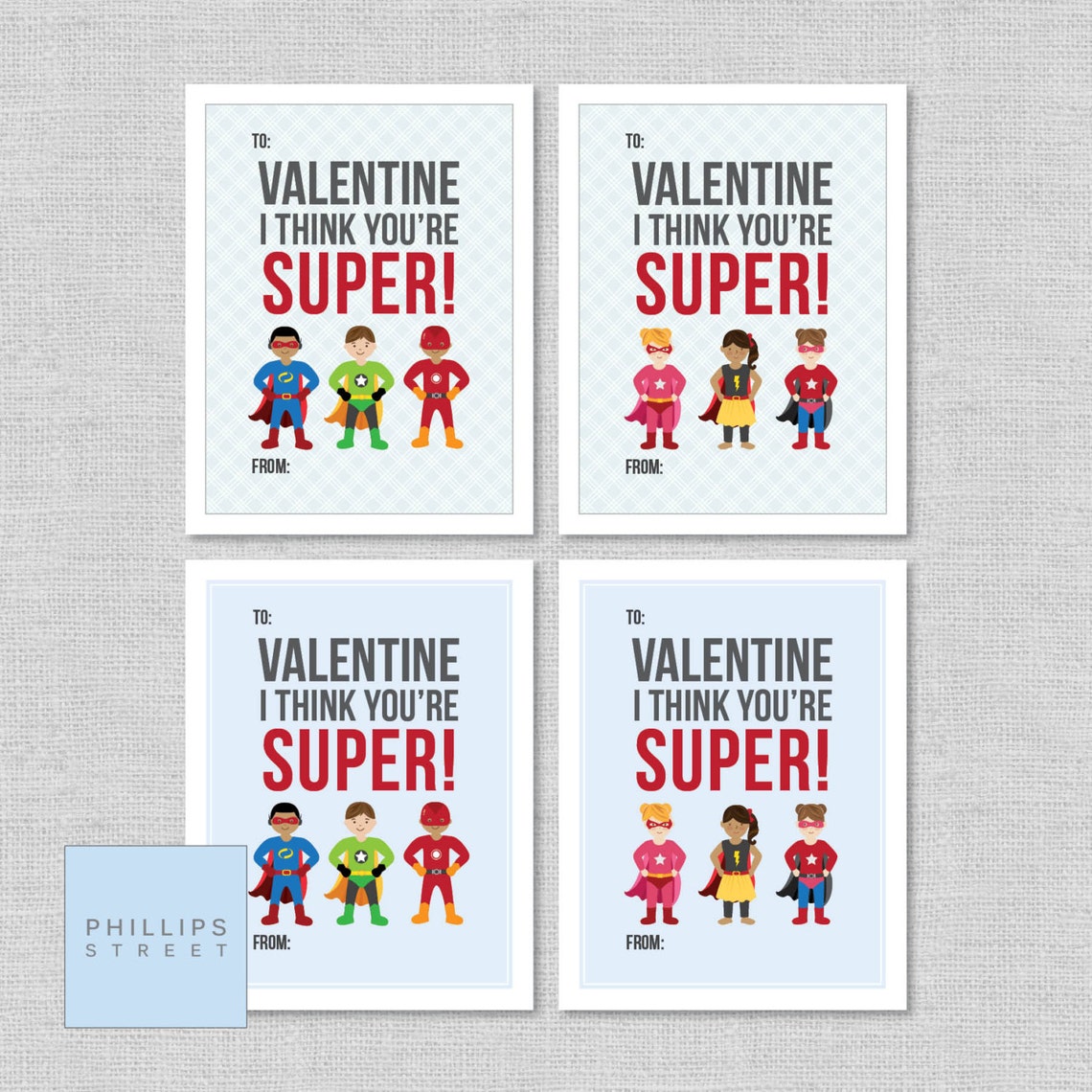 Superhero Valentine's Day Cards . Superhero Classroom Valentines . Kids ...