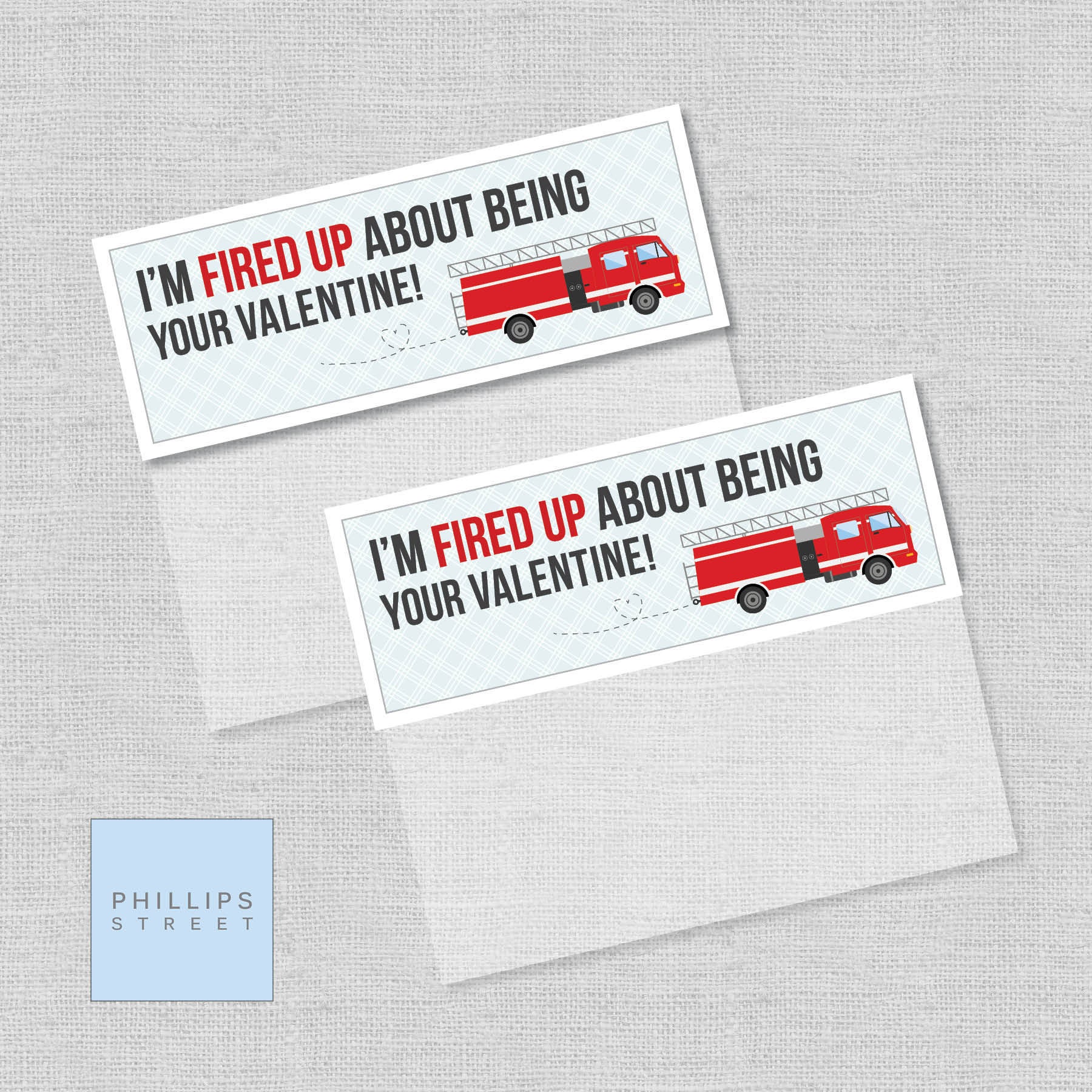 Firetruck Valentines Printable Bag Toppers Valentine's Day Instant ...