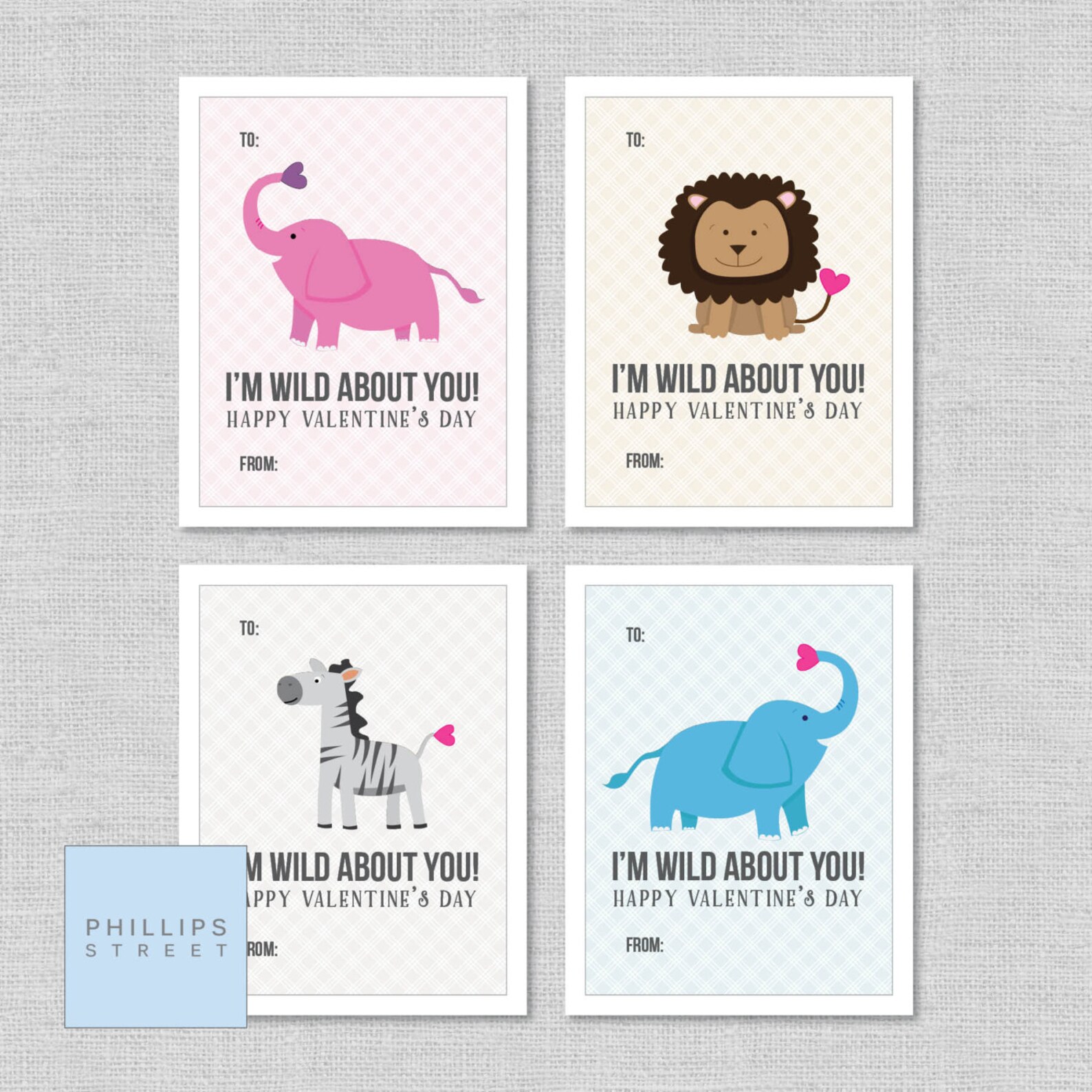 Printable Wild Animal Valentine's Day Cards . Kids Valentines Cards ...