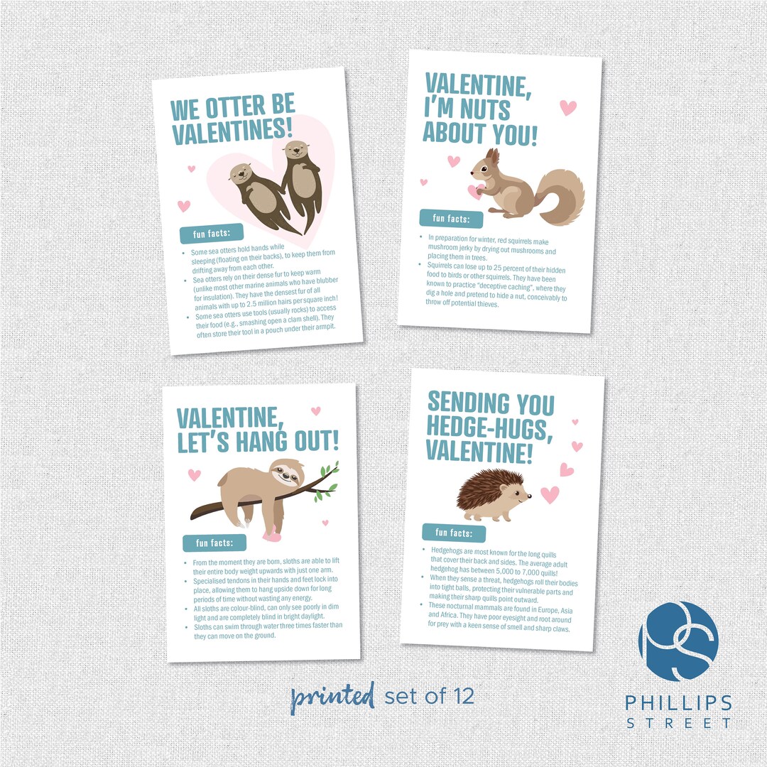 Printable ANIMAL Fun Fact Valentines Cards Mammal Fun Facts Classroom ...