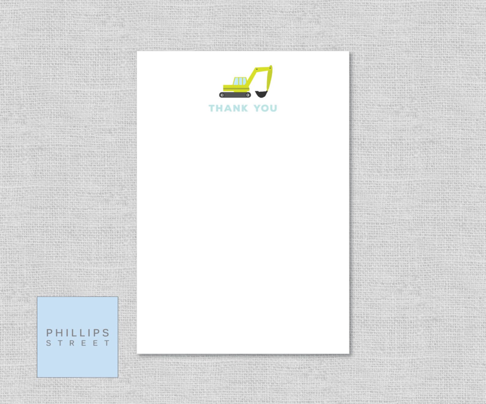 Printable CONSTRUCTION Thank You Cards - Excavator, Backhoe Loader ...