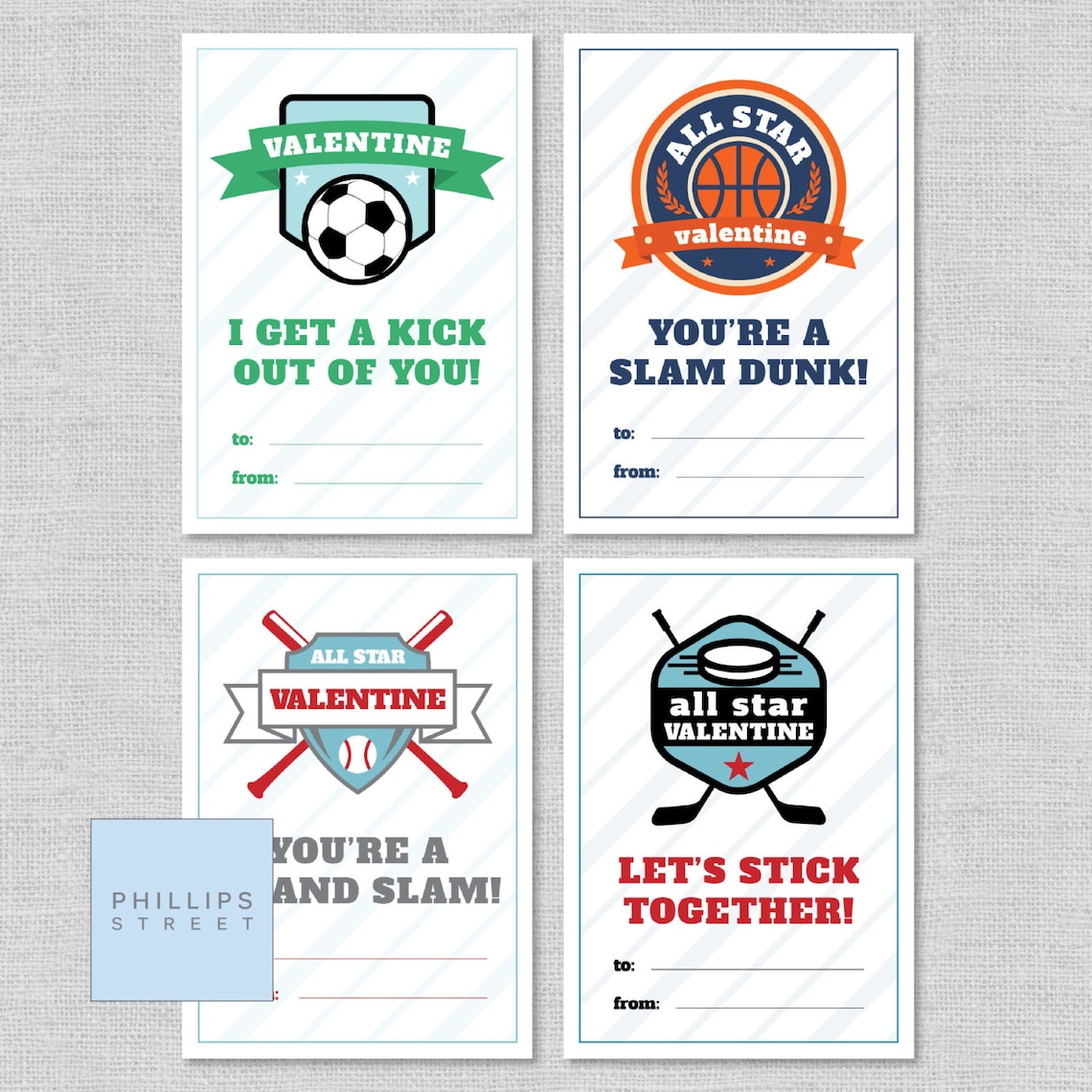 Printable SPORTS Valentine's Day Cards . Kids Classroom Valentines ...