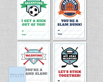 Printable SOCCER Valentine's Day Cards . Kids Classroom | Etsy