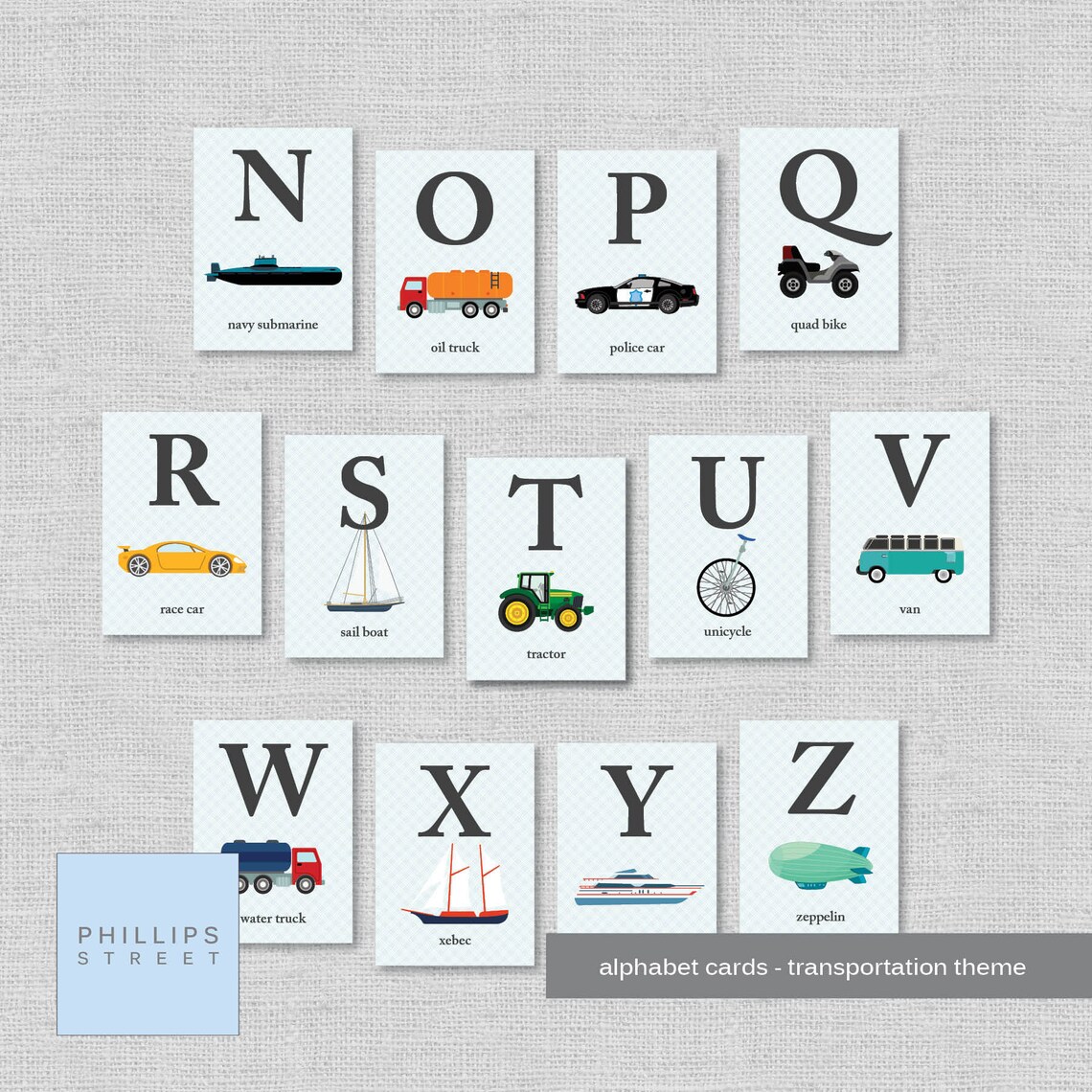 Printable Transportation Alphabet Cards . ABC Wall Art . Flash Cards ...