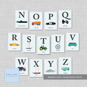 Printable Transportation Alphabet Cards . ABC Wall Art . Flash Cards ...
