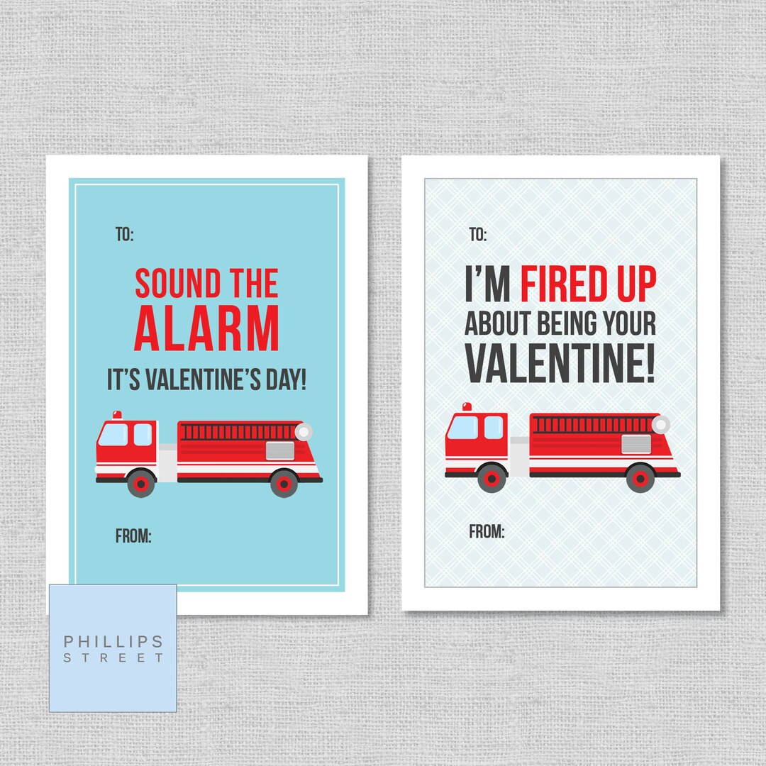 Printable Fire Truck Valentine's Day Cards . Fire Truck Classroom ...
