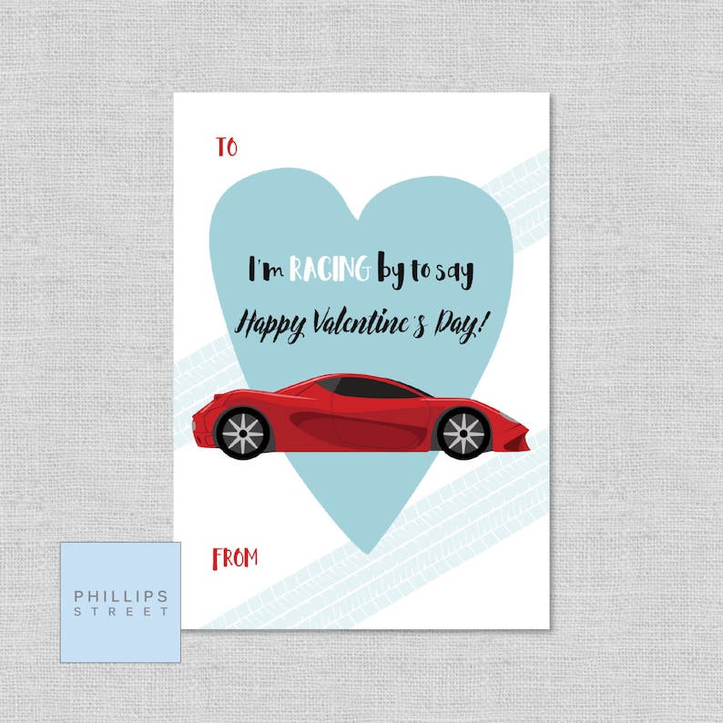 Printable RACE CAR / MOTORBIKE Valentine's Day Cards . Kids Racing ...