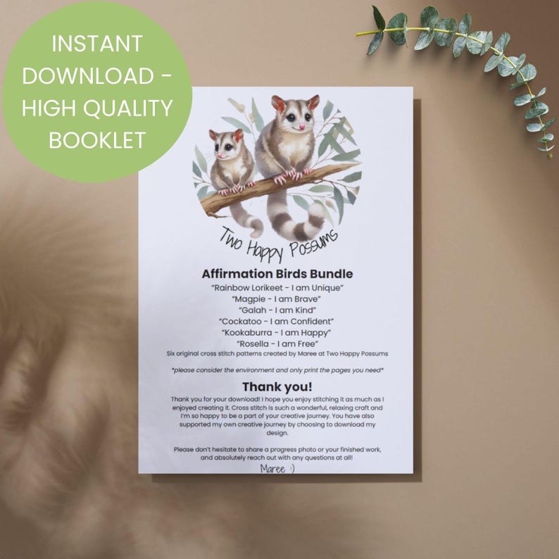 Australian Birds Cross Stitch Patterns: Kids Affirmation Nursery Decor ...
