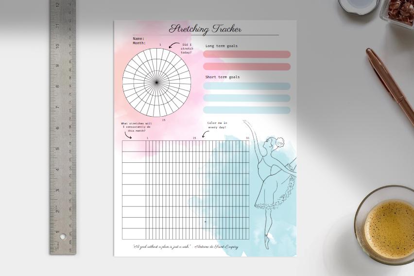 Stretching Tracker Printable | Ballet Stretch Journal | Dance ...