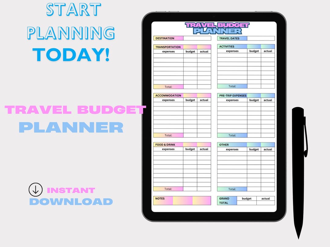 Printable Travel Budget Planner | Vacation Expense Tracker | Travel ...