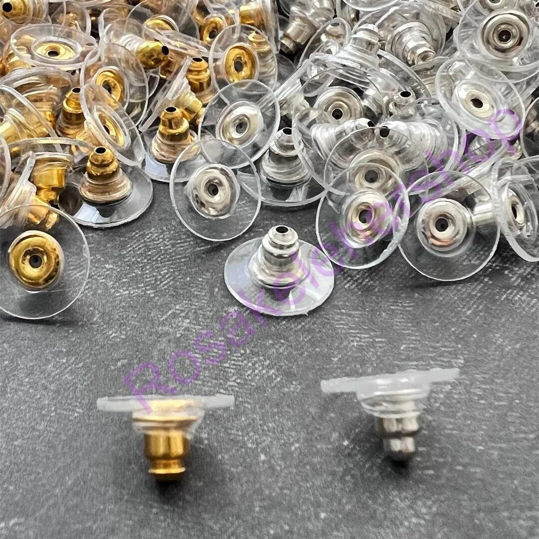 Stainless Steel Comfort Bullet Clutch Stud Earring Backs W/ Clear Pad ...